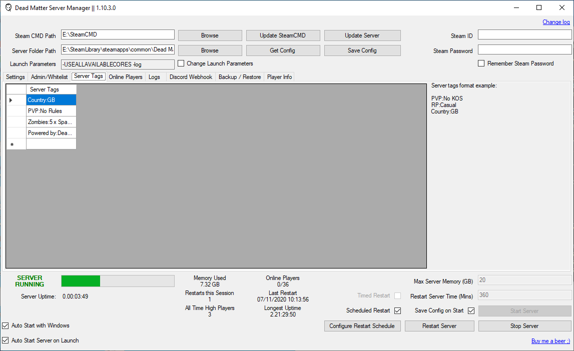 Dead Matter Server Manager